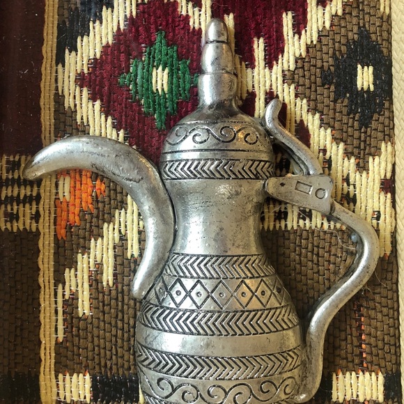 Vintage | Accents | Vintage Framed Kilim Silver Turkish Coffee Pot ...